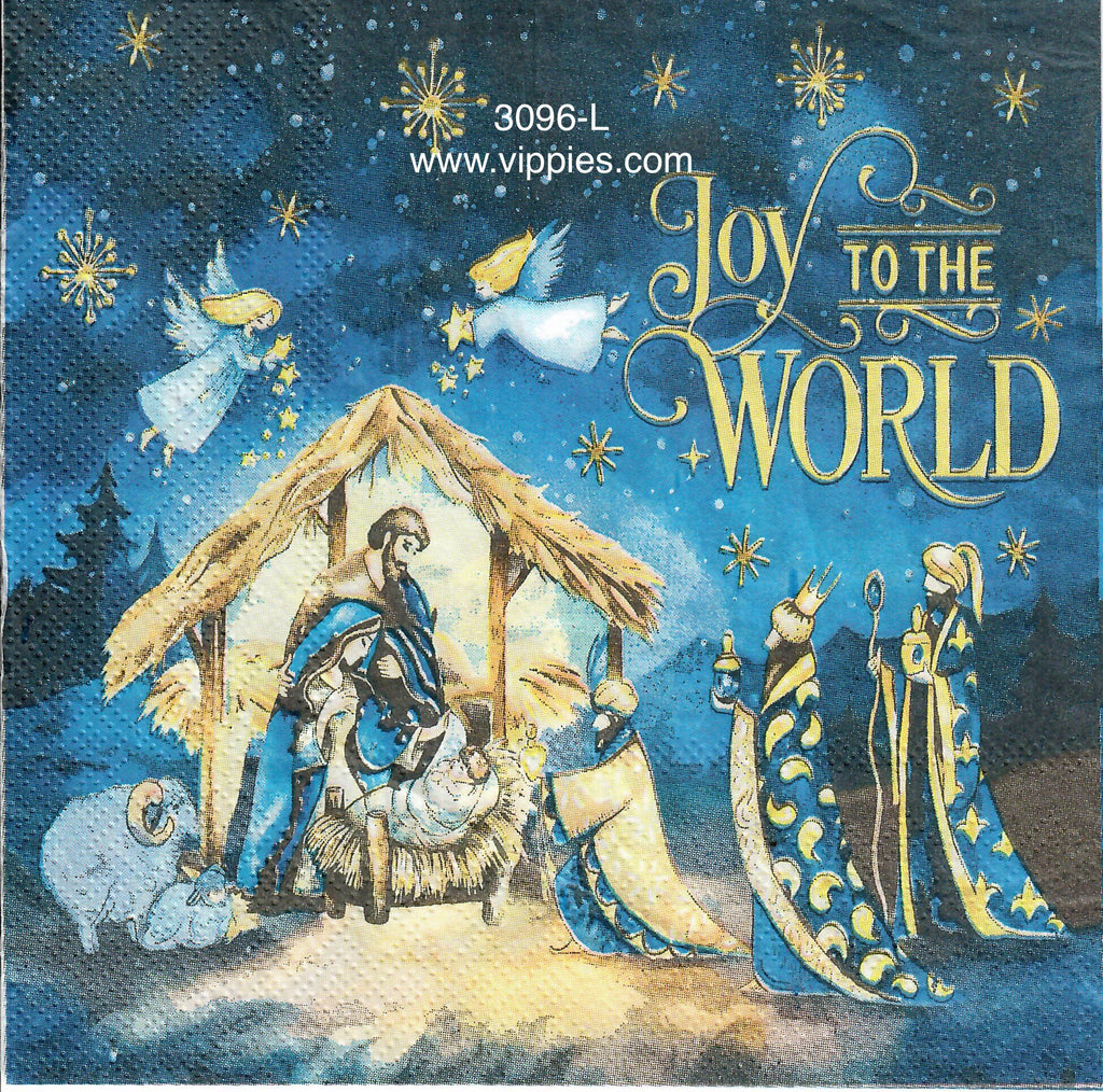 C-3096-L-S Set of 2 Joy to the World Nativity Napkin for Decoupage ...