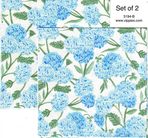 FL-3193-B-S Set of 2 Allover Blue Hydrangeas Napkins for Decoupage ...