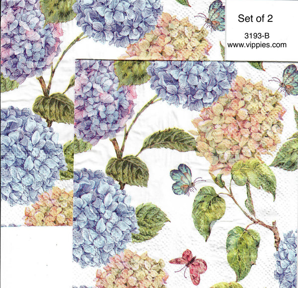 FL-3194-B-S Set of 2 Pink and Blue Hydrangeas Napkins for Decoupage ...