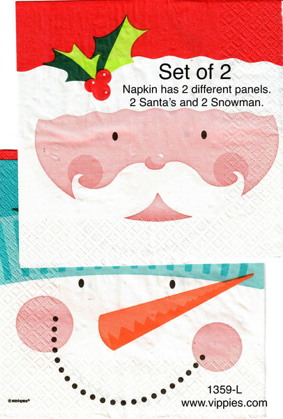 C-1359-S Set of 2 Santa/Snowman Faces Napkins for Decoupage – Vippies ...