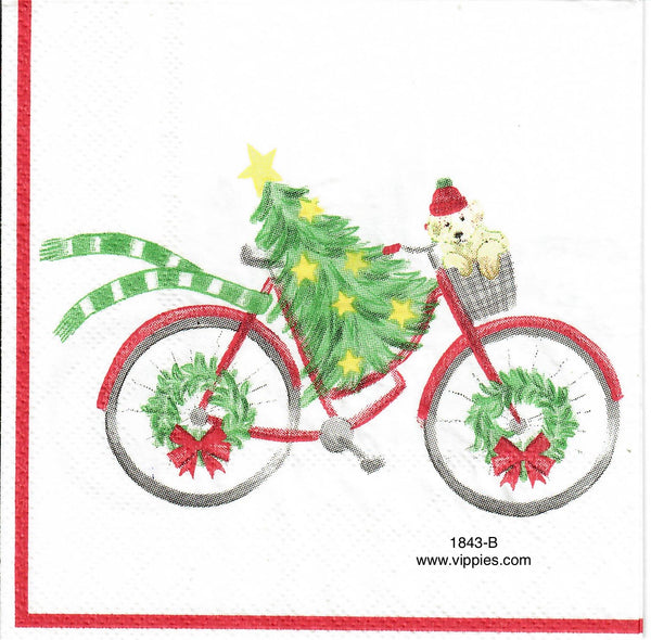 C-1843 Christmas Bike Tree Napkin for Decoupage – Vippies Designs
