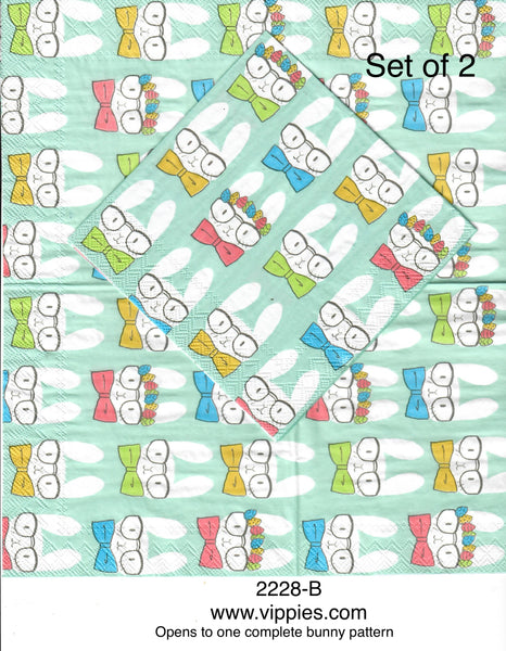 EAST-2228-B-S Set of 2 Cartoon Bunnies Glasses Napkins for Decoupage ...