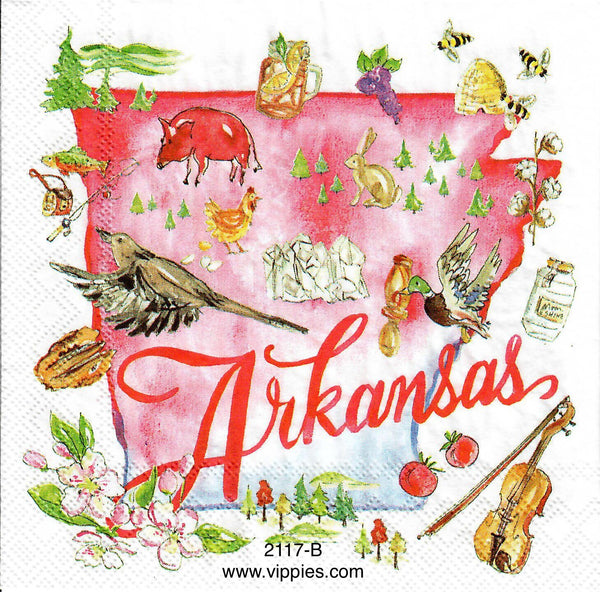 ST-2117-B State of Arkansas Napkin for Decoupage – Vippies Designs